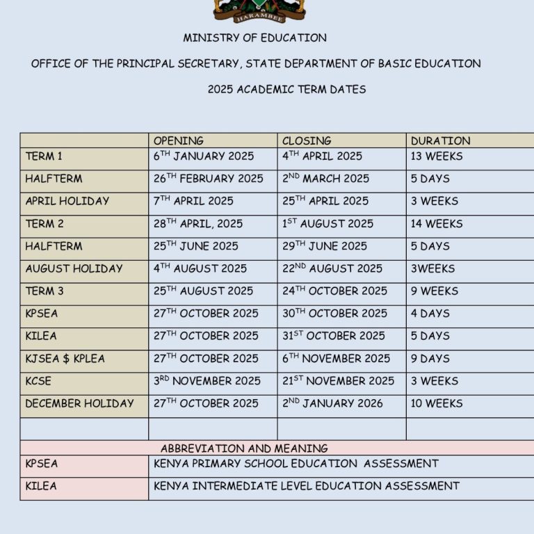 Govt releases 2025 academic calendar - K24 Digital