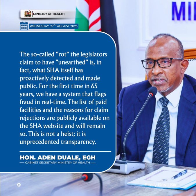 Duale on SHA: For the first time in 65 years, we have a system that flags fraud in real-time ...