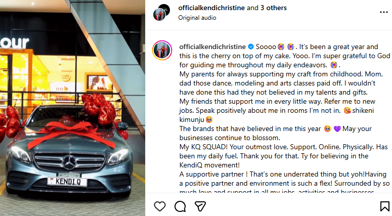 Content creator Kendi Q buys Mercedes E250 - K24 Digital