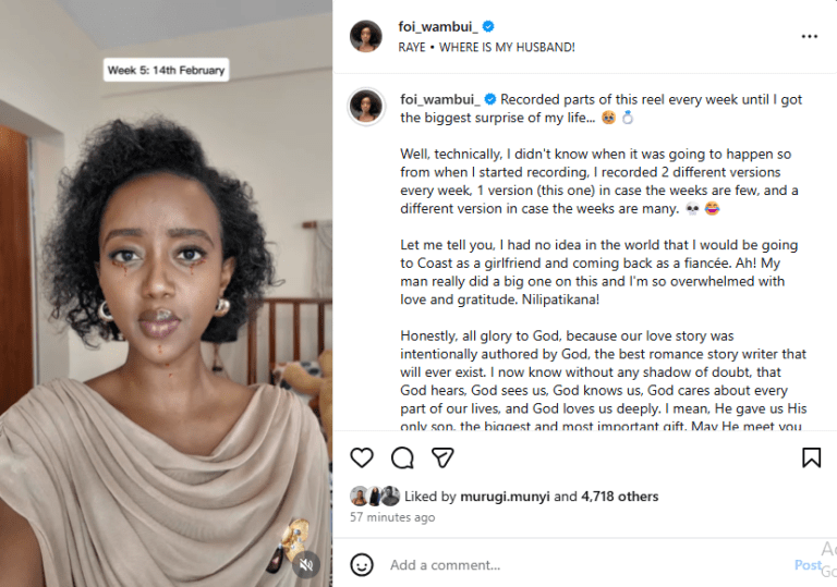 ‘Nilipatikana!’ – Foi Wambui announces surprise engagement - K24 Digital