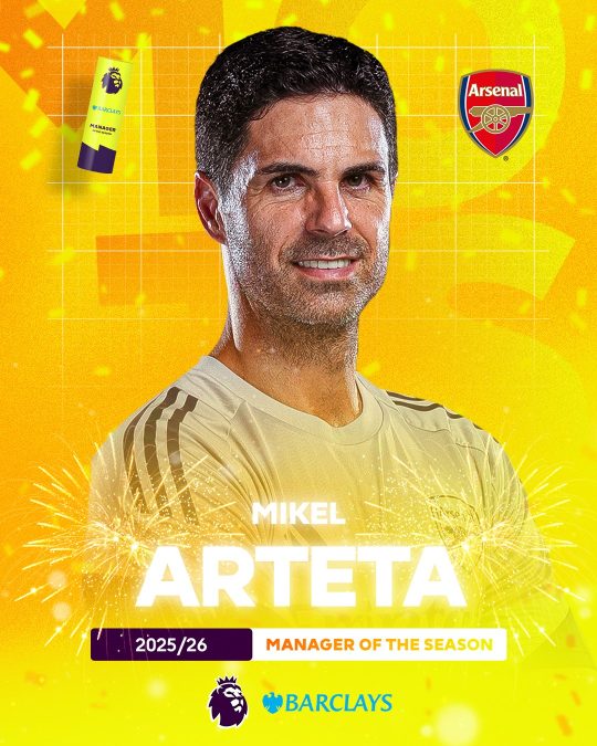Mikel Arteta bags EPL best coach award after ending Arsenal’s 22-year ...